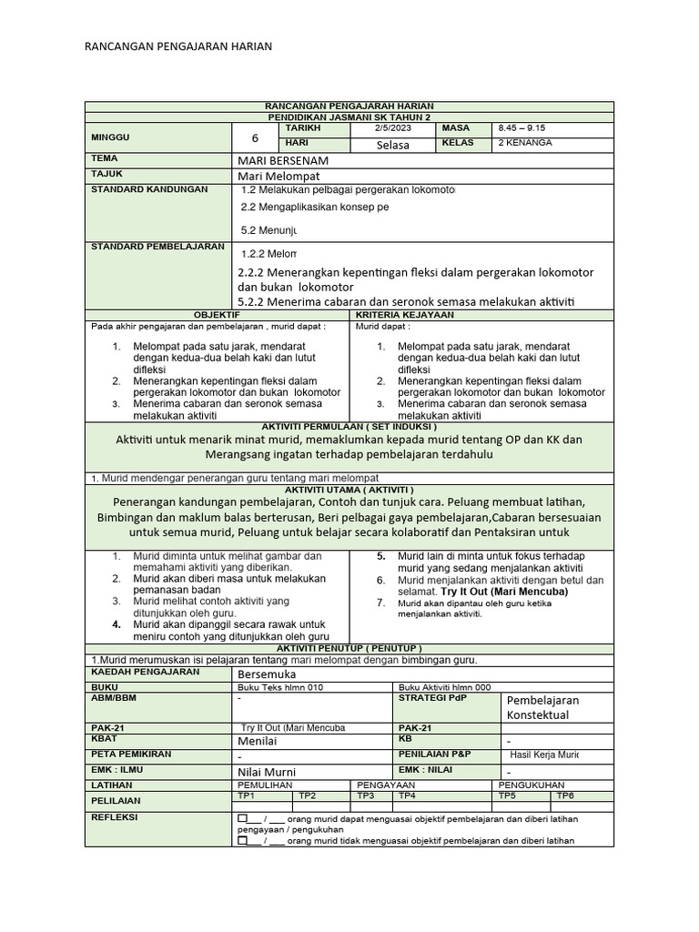 RPH Minggu 5 PJ | PDF