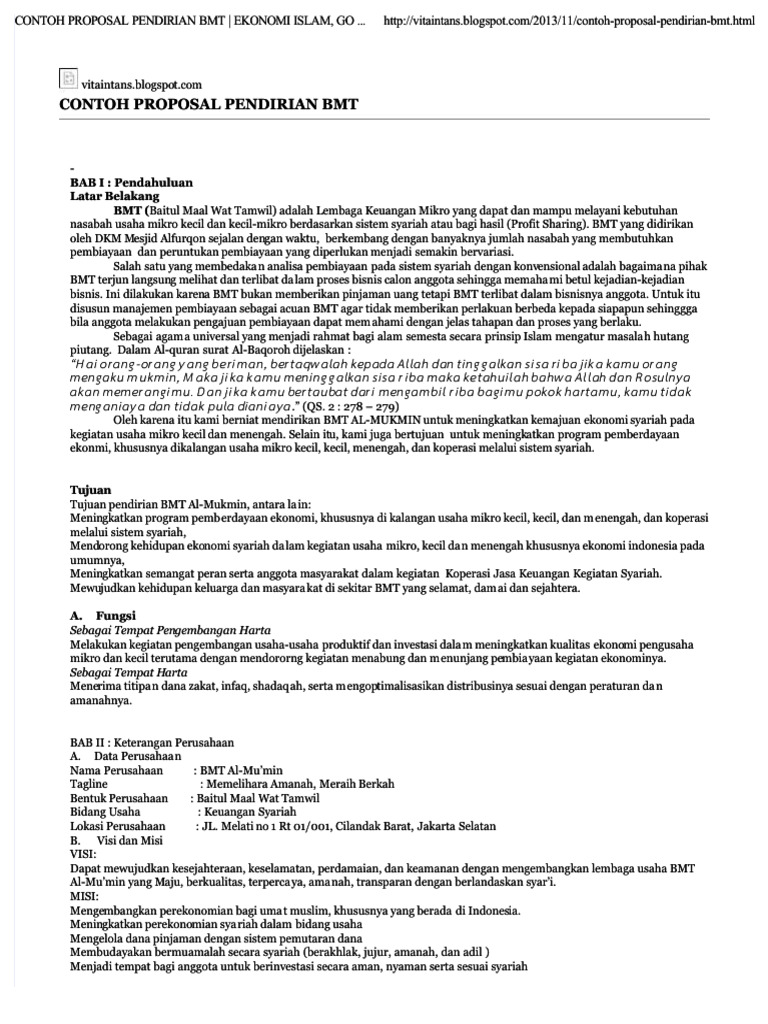 PDF Contoh Proposal Pendirian BMT Ekonomi Islam Go Ahead Compress | PDF