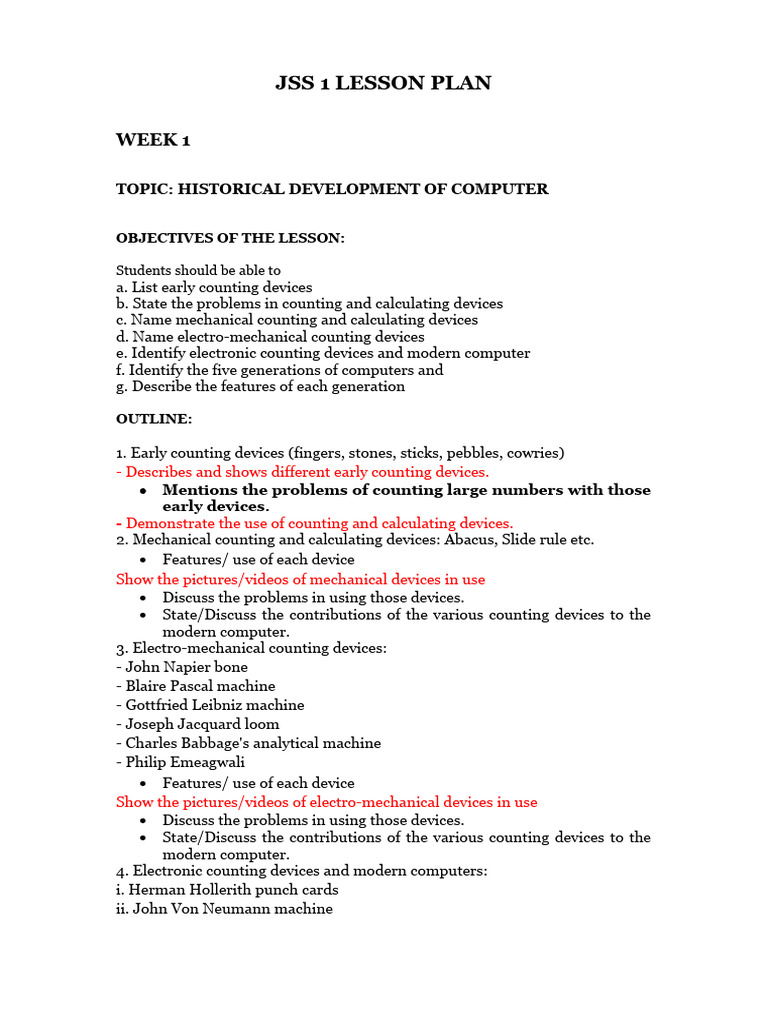 JSS 1 Lesson Note | PDF | Data Processing | Data