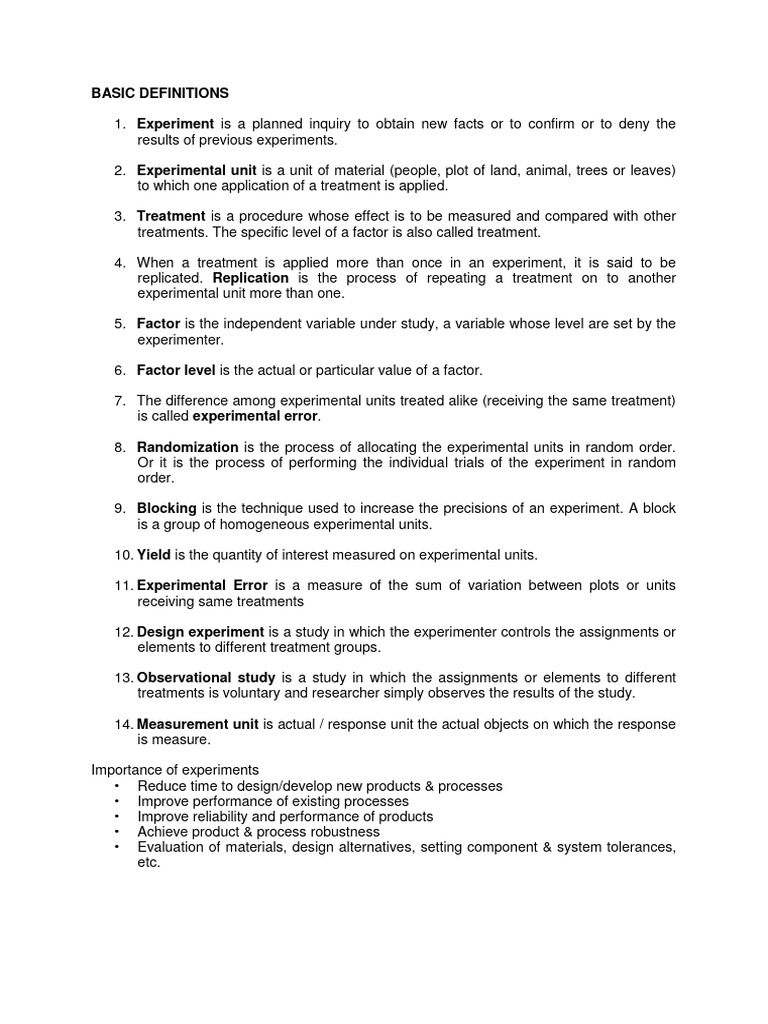 Basic Definitions | PDF | Experiment | Observational Error
