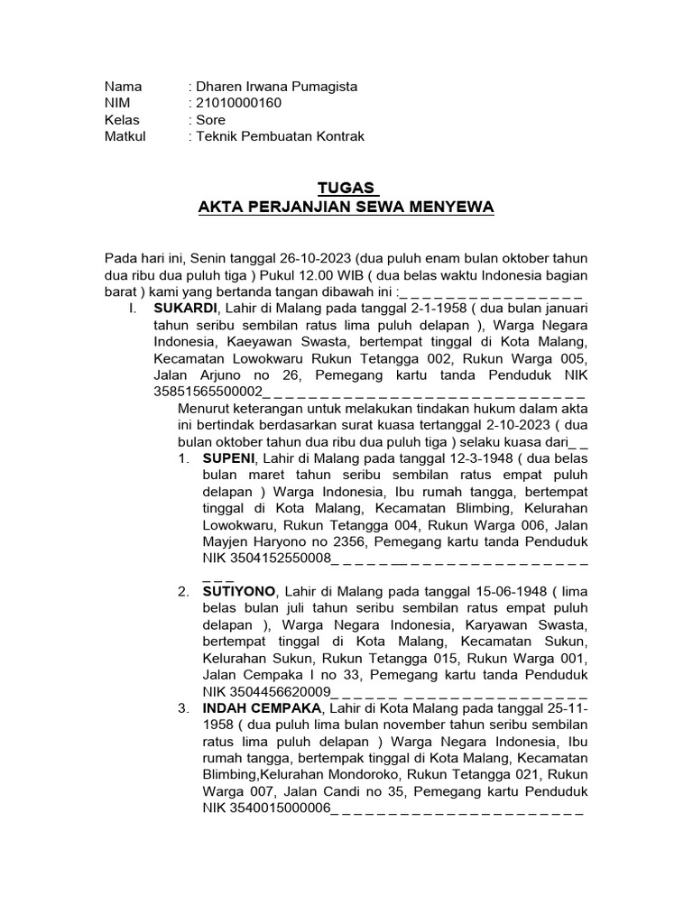 Akta Perjanjian | PDF