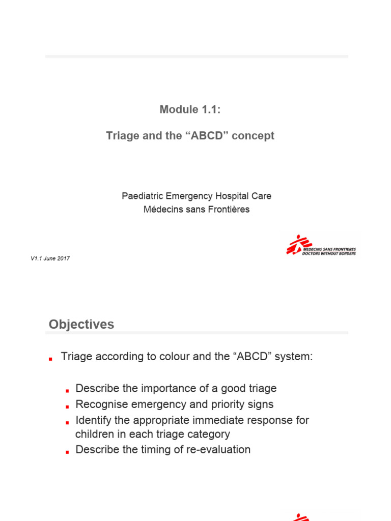 1.1 Triage and The 'ABCD' Concept | PDF | Health Sciences | Clinical ...