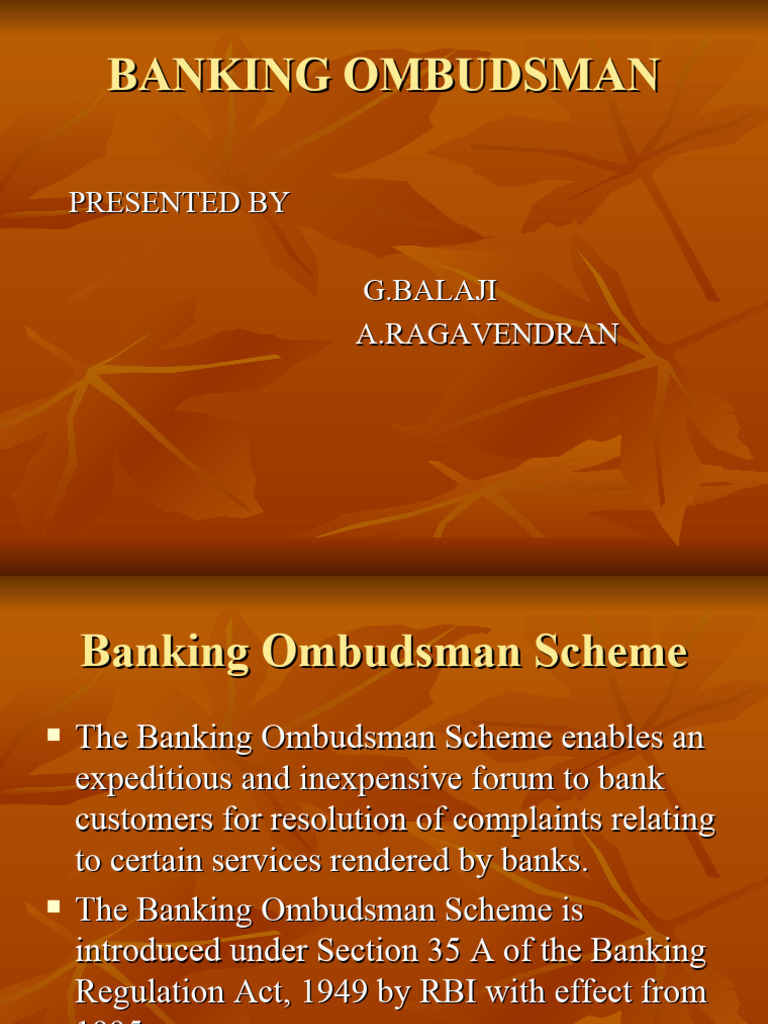 22 Ombudsman Presentation | PDF | Banks | Reserve Bank Of India