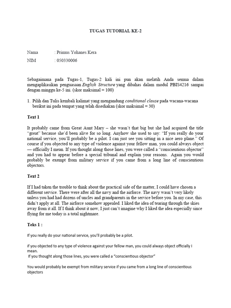 Tugas Tuton 2 PBIS4216 (Structure III) | PDF | Linguistics | Syntax