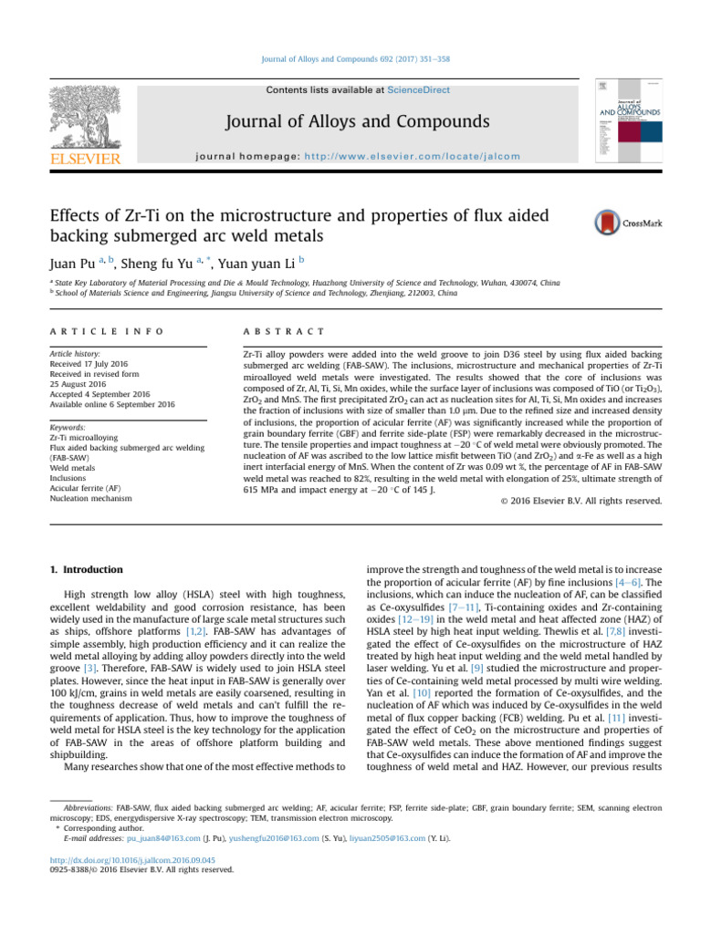 Effects of Zr-Ti On The Microstructure On SAW Backing Flux | PDF ...