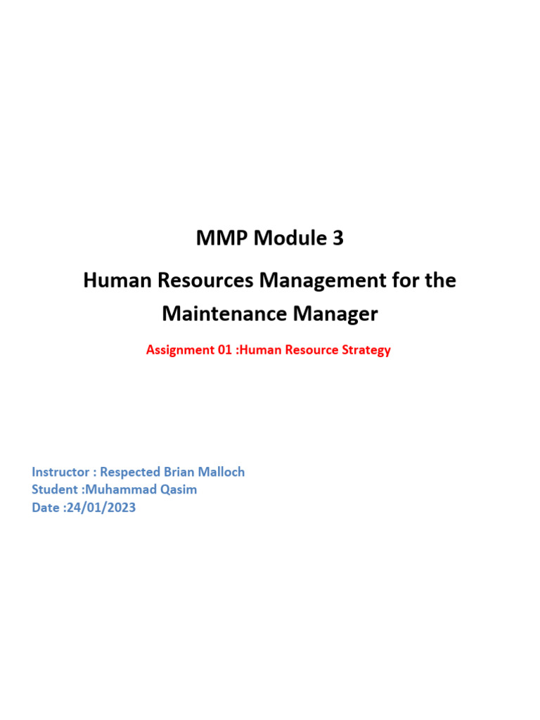 HR Strategy for Maintenance Managers | PDF | Human Resource Management ...