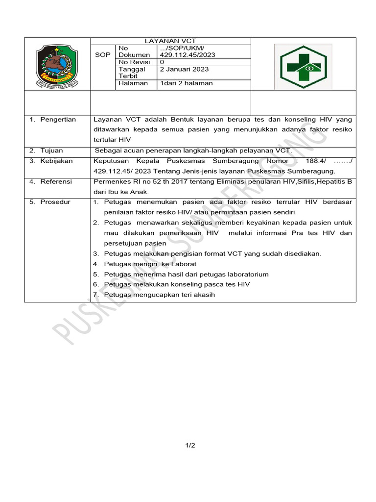 Sop - Layanan VCT | PDF