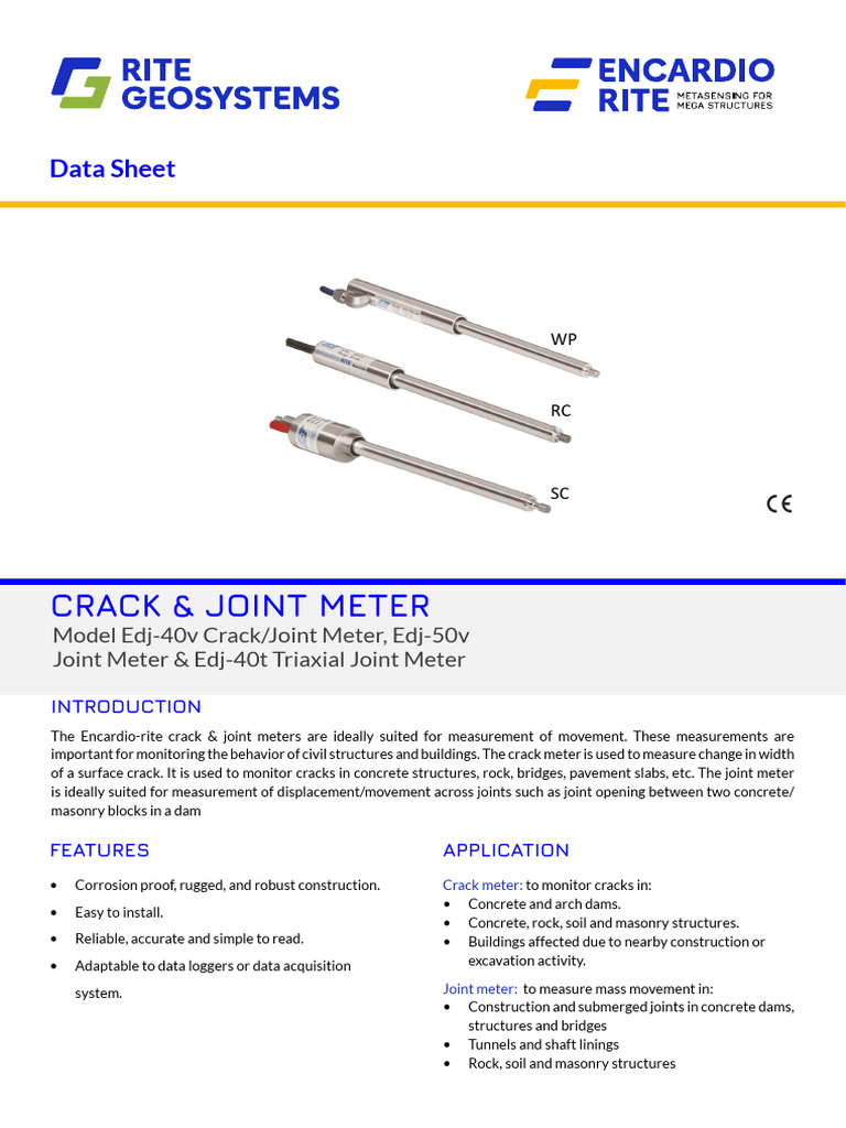 Edj-40v Edj-50v Edj-40t VW Crack Joint Meter | PDF | Concrete | Dam