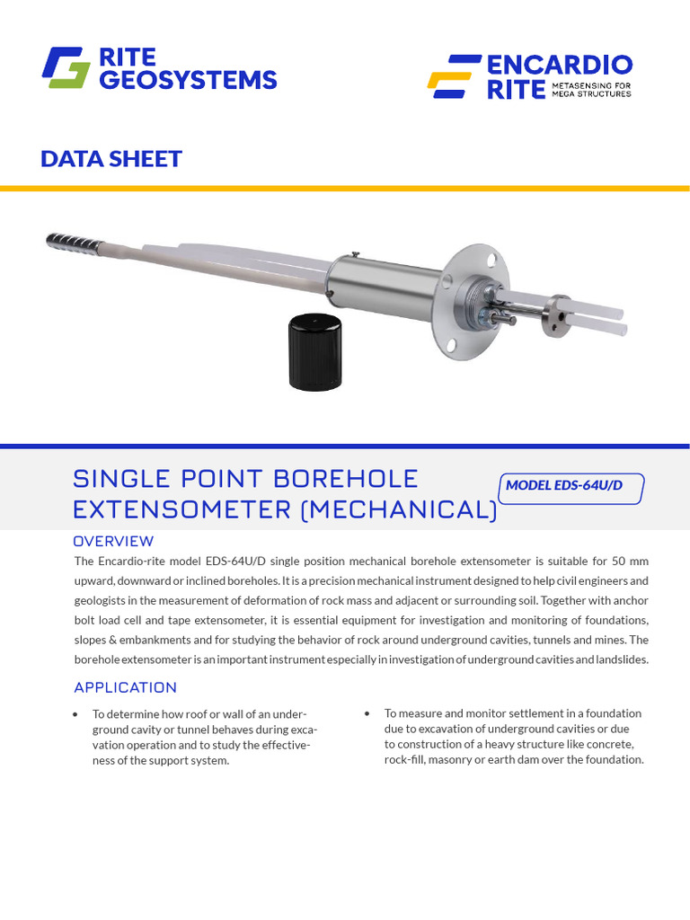 EDS-64UD Single Point Borehole Extensometer | PDF | Dam | Tunnel