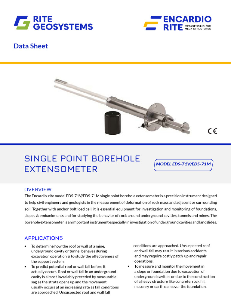 EDS-71V Single Point Borehole Extensometer | PDF | Sensor | Dam