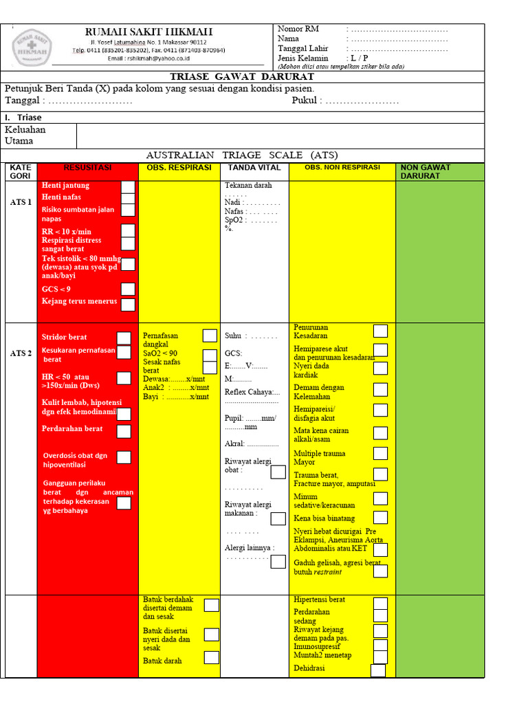 Formulir Triase Gawat Darurat | PDF