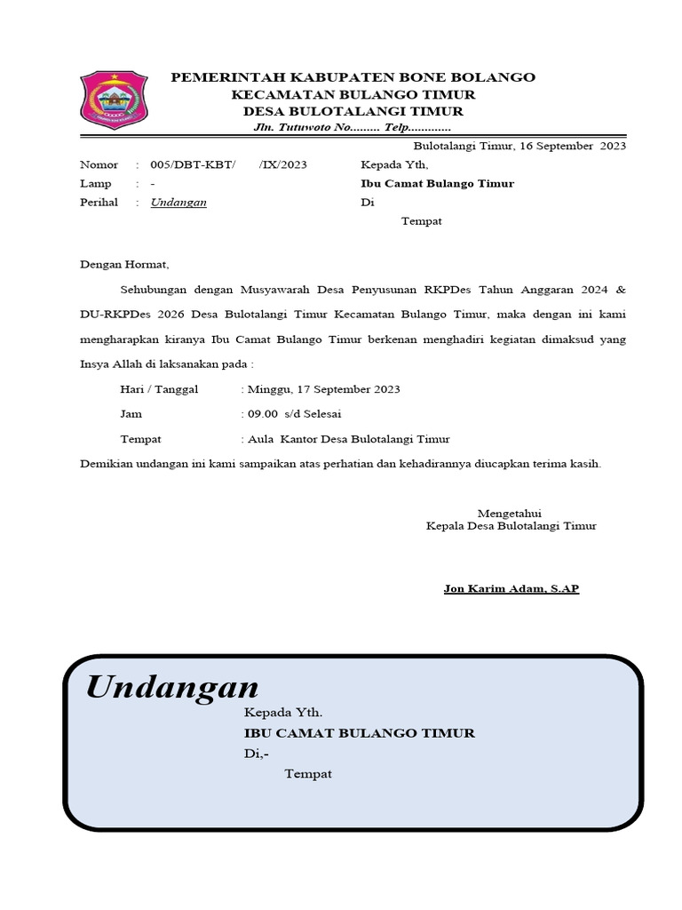 Undangan MusDes RKPDes | PDF