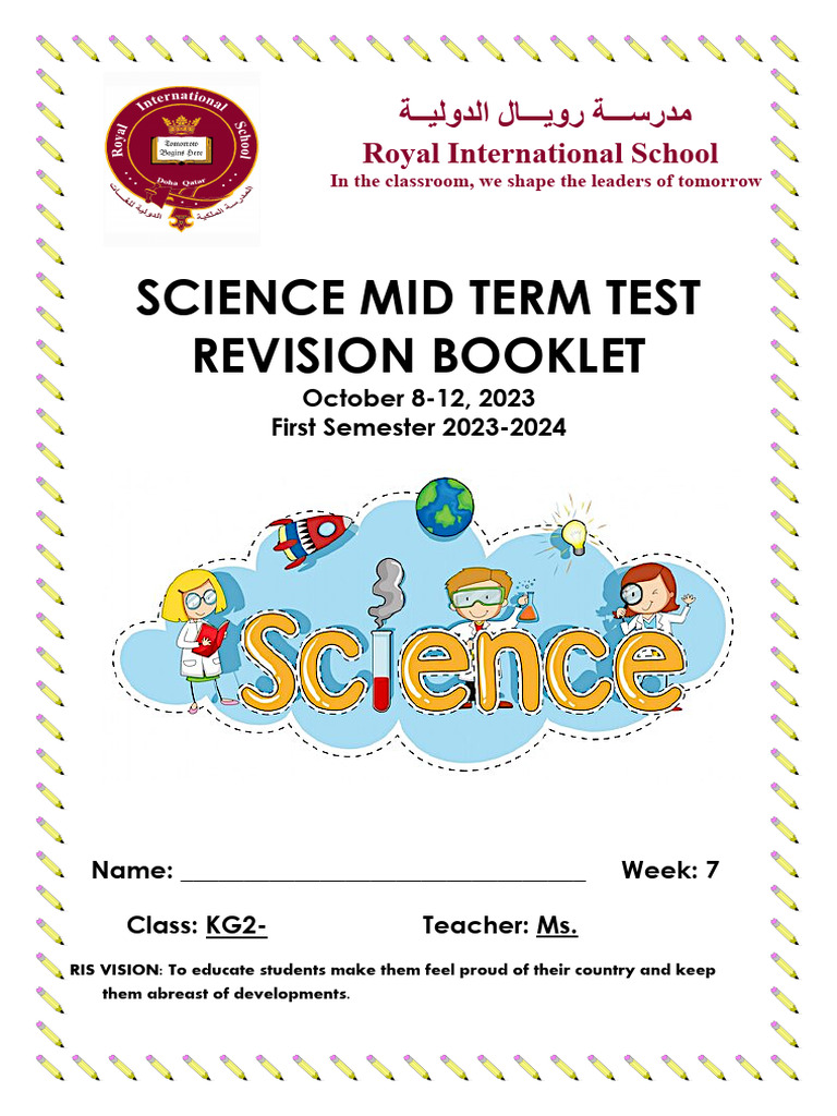 KG2 SUMMATIVE TEST-Science Revision Booklet | PDF