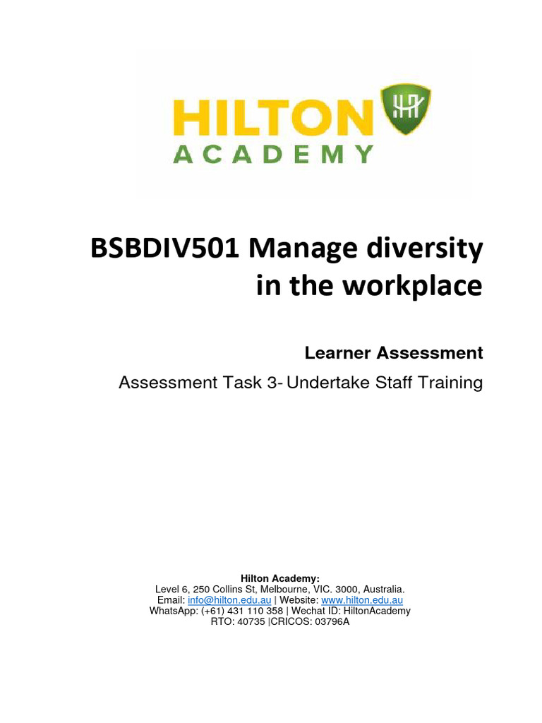 SA.3-BSBDIV501 - Assessment-Practical Demonstration-Student Info (Ver. 1) | PDF | Plagiarism ...