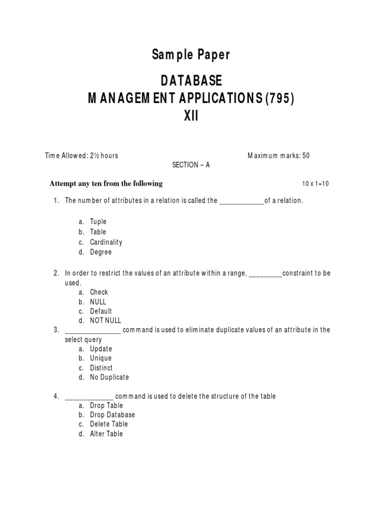 Database Management Applications Exam | PDF | Databases | Computing
