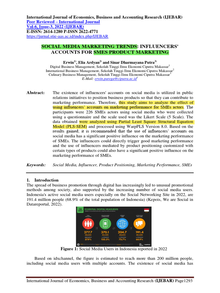 2022 Erwin Et Al Social Media Marketing Trends Influencer's Account For ...