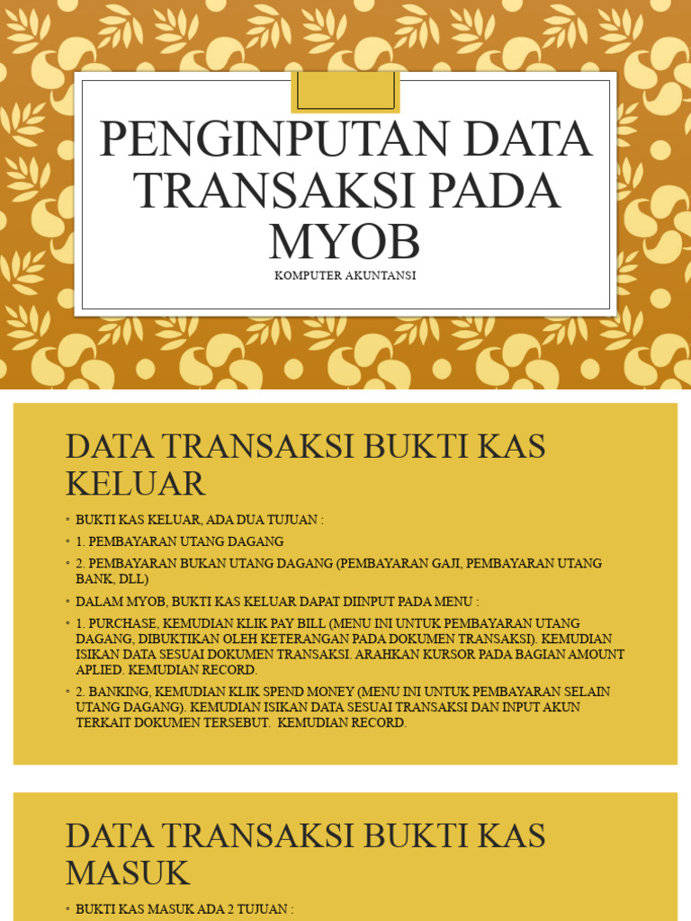 Penginputan Data Transaksi Pada Myob | PDF