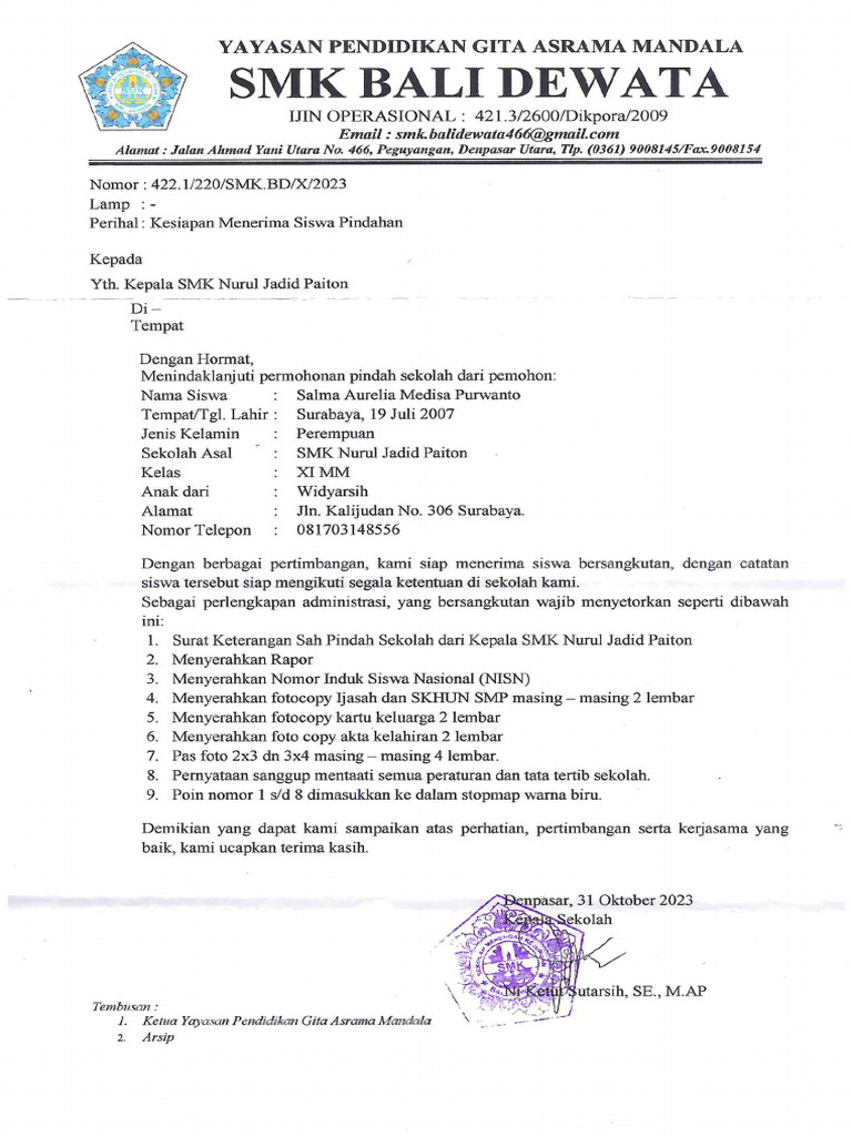 SMK Bali Dewata | PDF