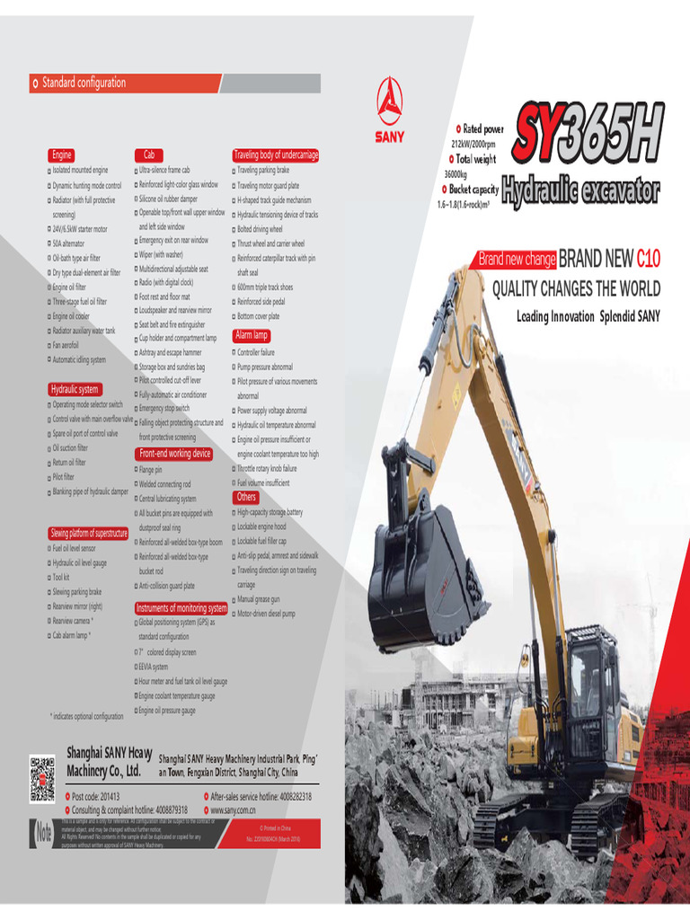 SANY SY365H Hydraulic Excavator | PDF | Pump | Valve