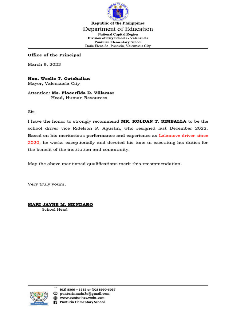 Recommendation Driver Pdf