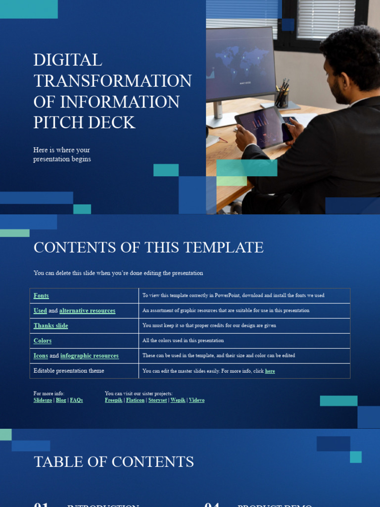 Digital Transformation of Information Pitch Deck by Slidesgo | PDF | Market (Economics) | Icon ...