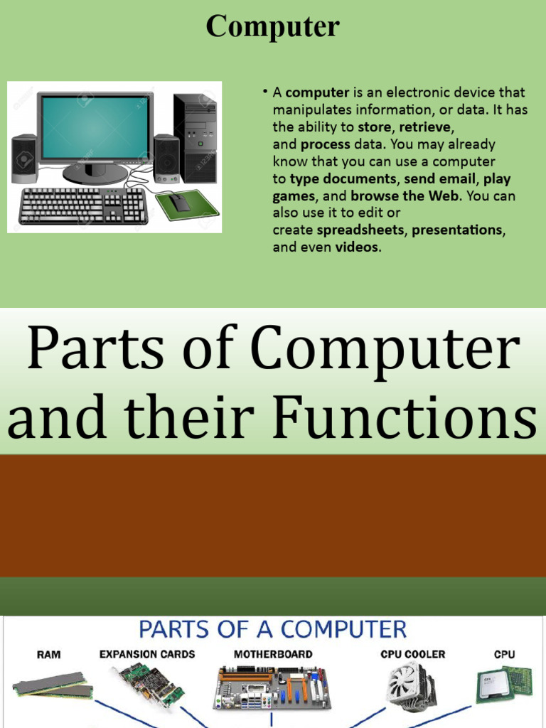 Parts of Computer and Their Functions | PDF | Power Supply | Computer Data Storage