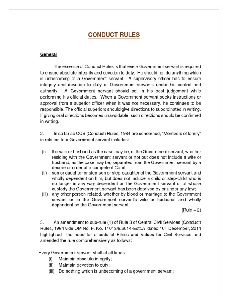 Government Servant Conduct Rules Explained | PDF | Sexual Harassment ...
