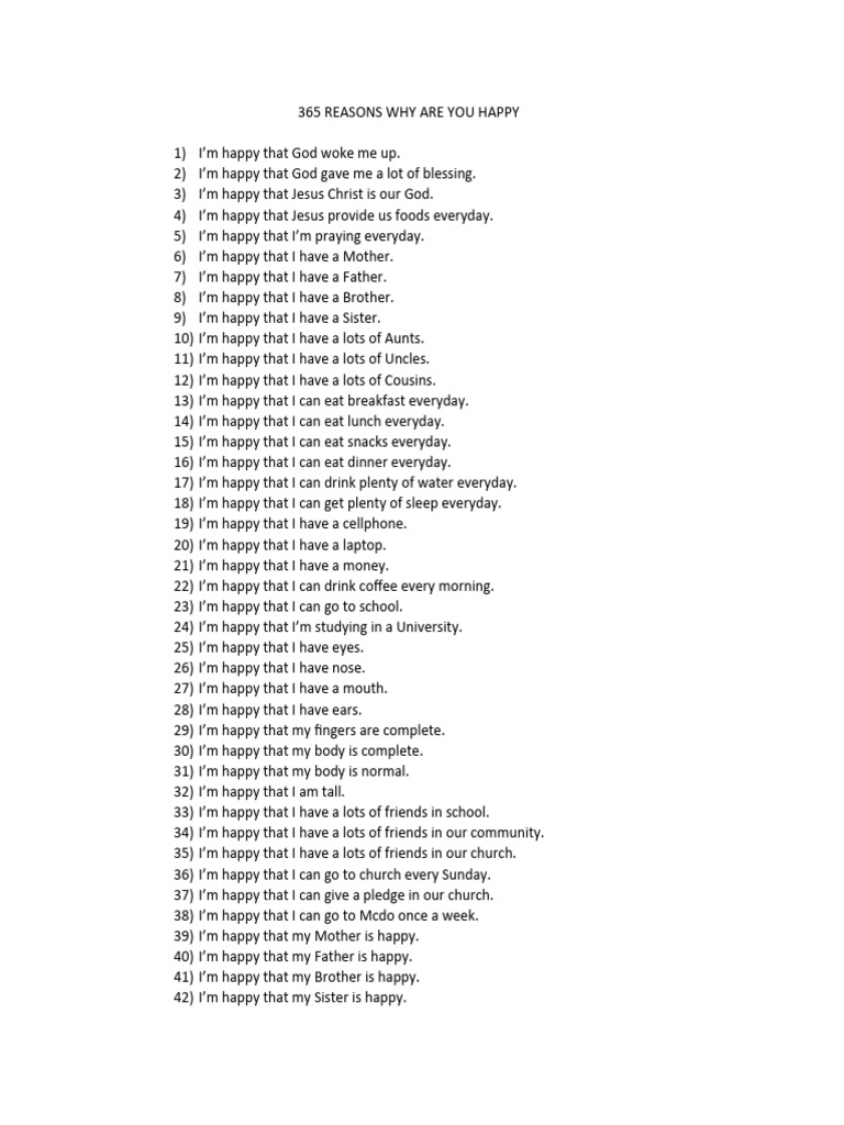 REASONS WHY ARE YOU HAPPY | PDF