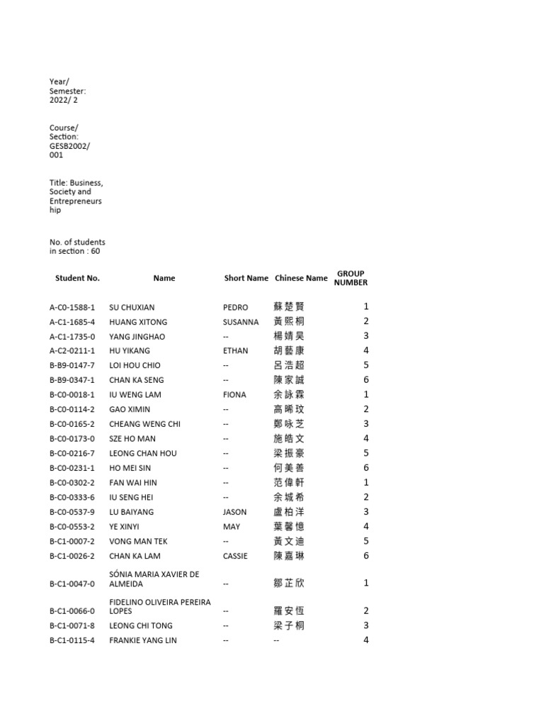 Group Information - Student Version | PDF