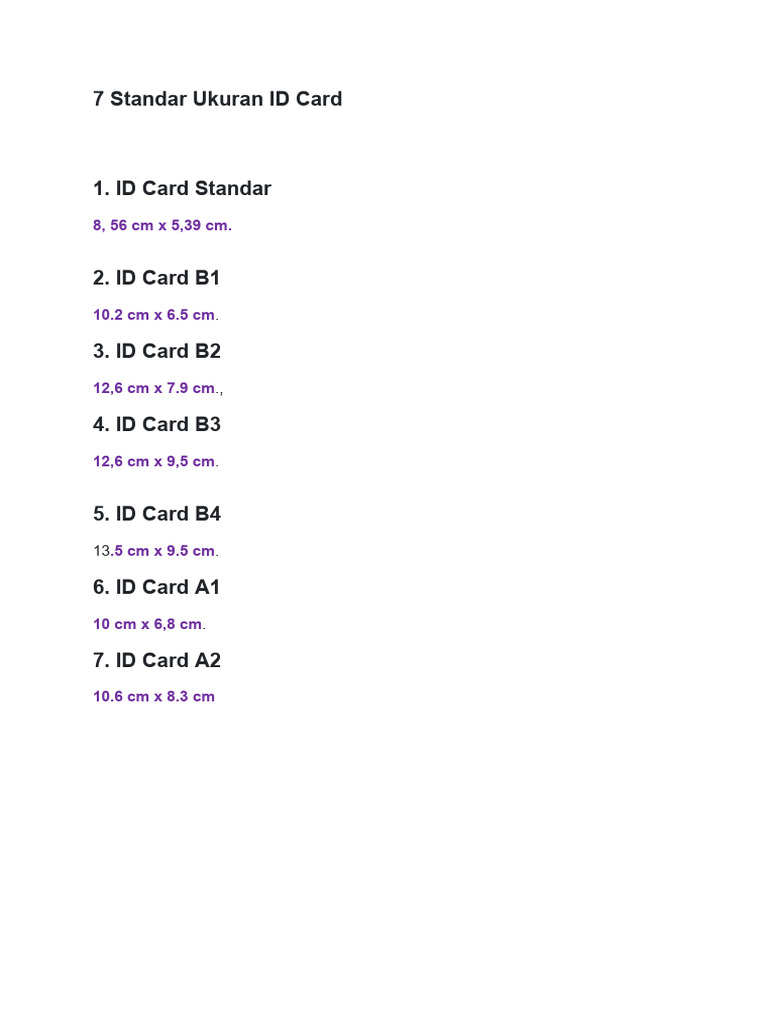 7 Standar Ukuran ID Card | PDF