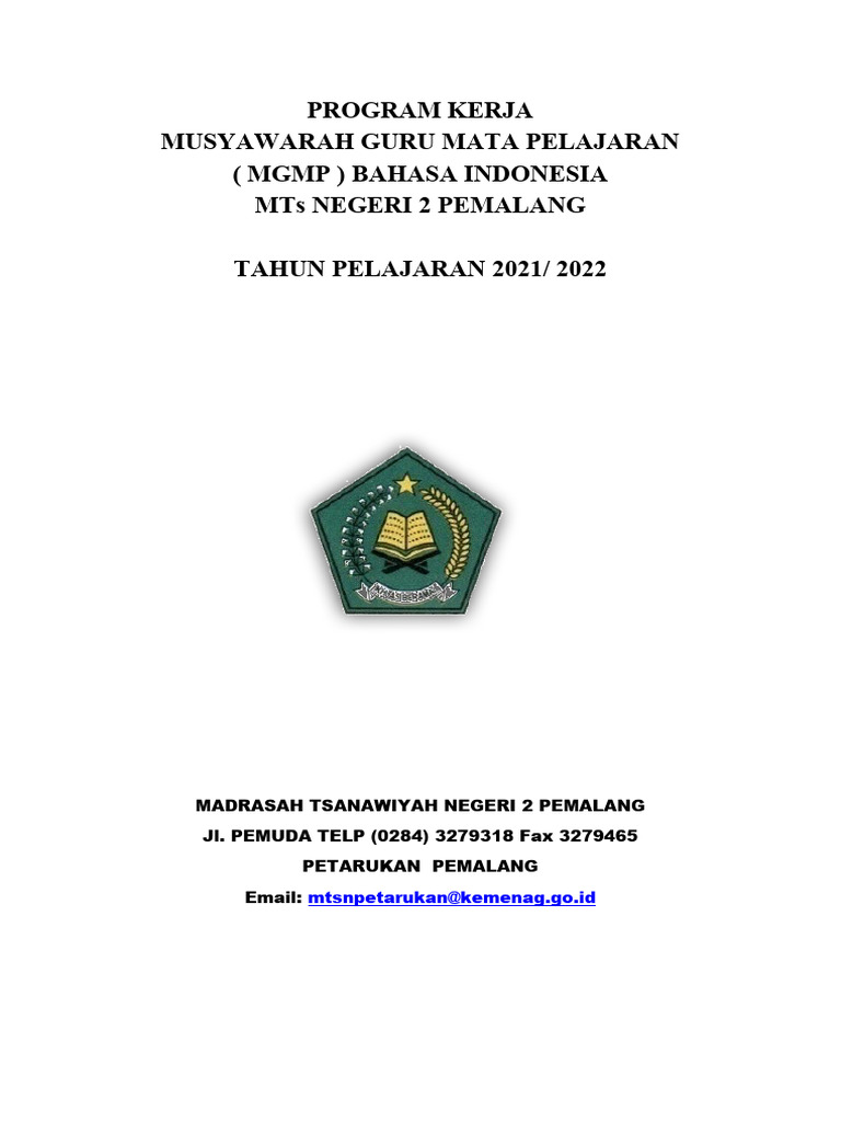 Program Kerja MGMP Bahasa Indonesia | PDF