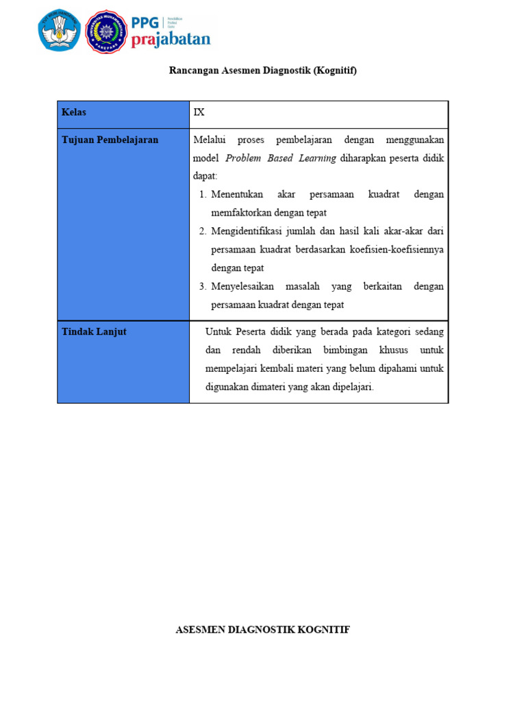 Asesmen Diagnostik Kognitif Pdf