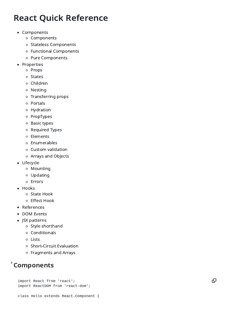 React-Basics - React-Quick-Reference - MD at Master Learning-Zone - React-Basics GitHub | PDF ...