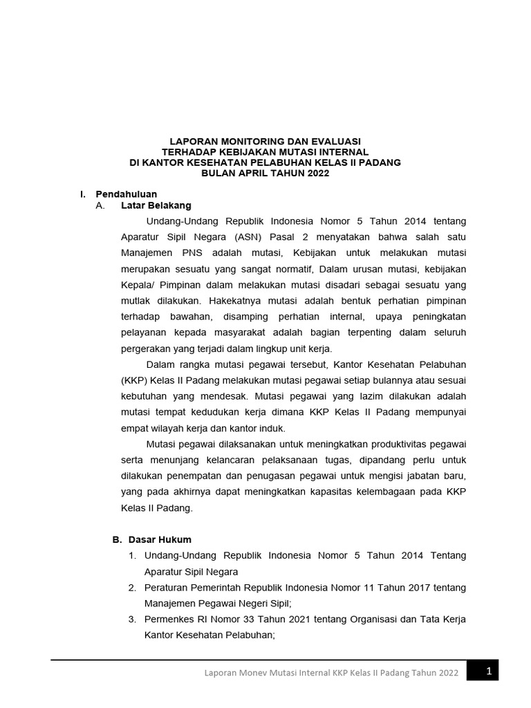 LAPORAN MONITORING DAN EVALUASI April | PDF