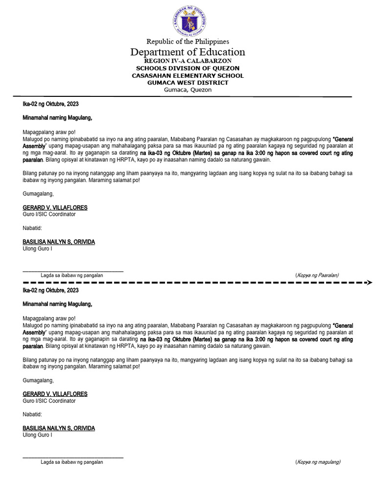 LETTER-General Assembly | PDF