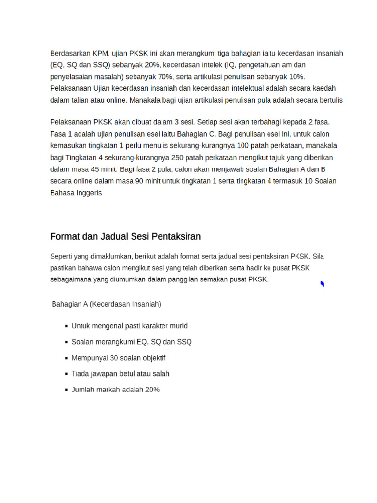 Contoh Soalan Exam PKSK | PDF