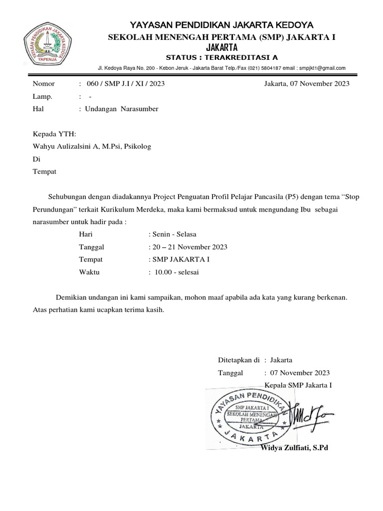 Surat Undangan Narasumber | PDF