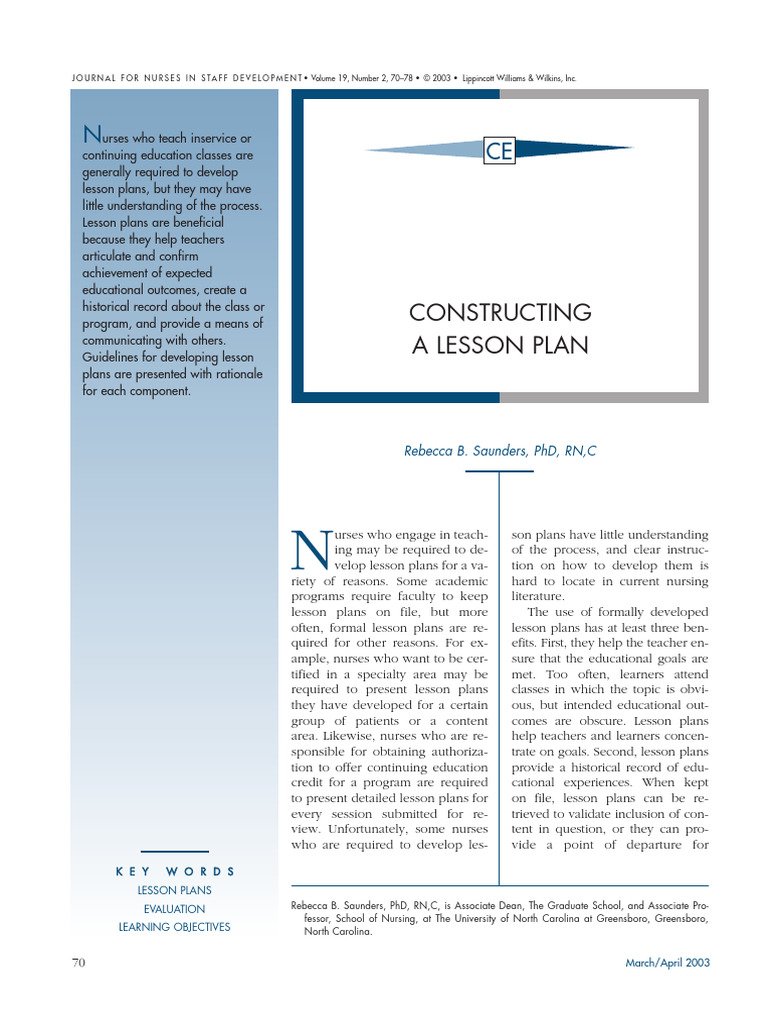 Nursing Lesson Plan Development | PDF | Lesson Plan | Teachers