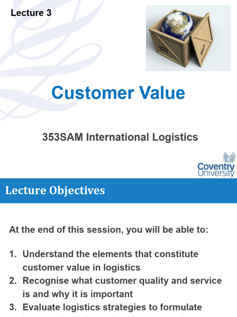 Lecture 3 Cusomer Value Logistics Perfor | PDF | Logistics | Inventory