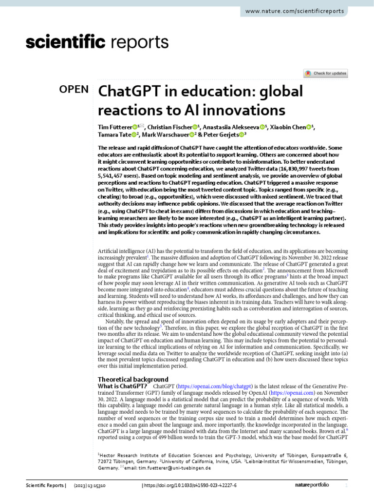 ChatGPT in Education | PDF | Learning | Cognitive Science