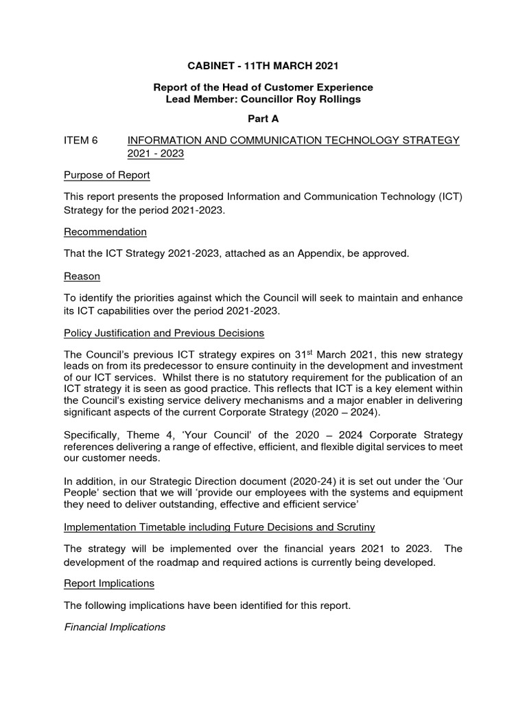 ICT Strategy 2021-23 | PDF | Cloud Computing | Information And ... ICT Strategy 2021-23 | PDF | Cloud Computing | Information And ...