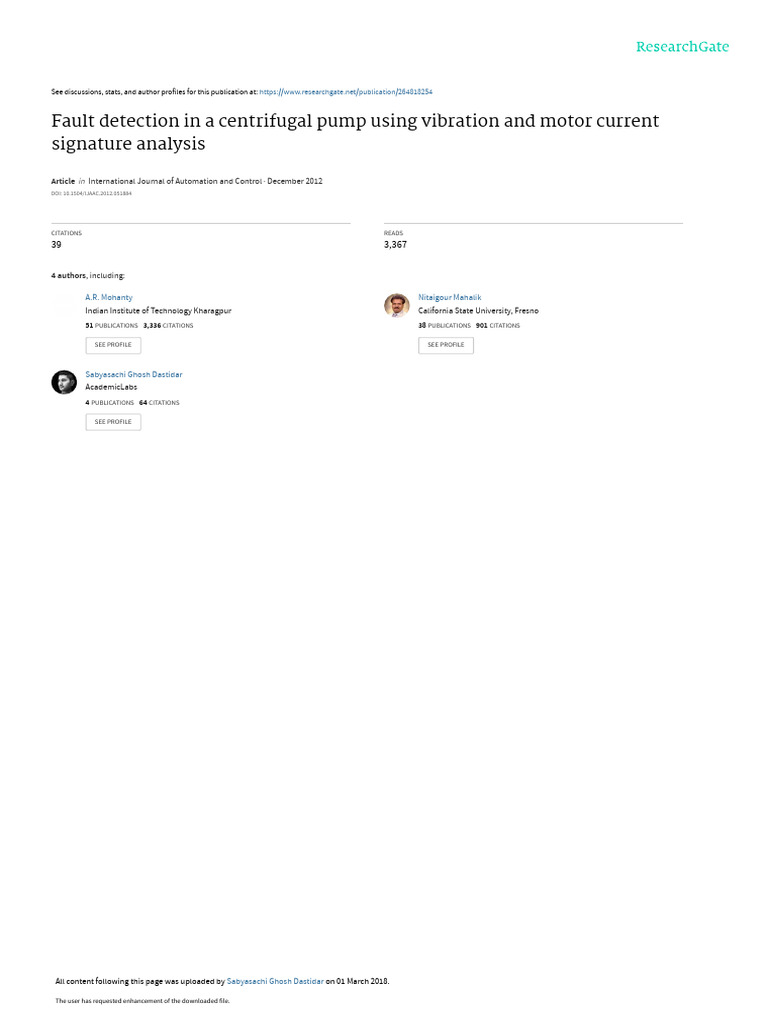 A1 Kumar Pradhan Prasanta 2012 | PDF | Bearing (Mechanical) | Spectral Density