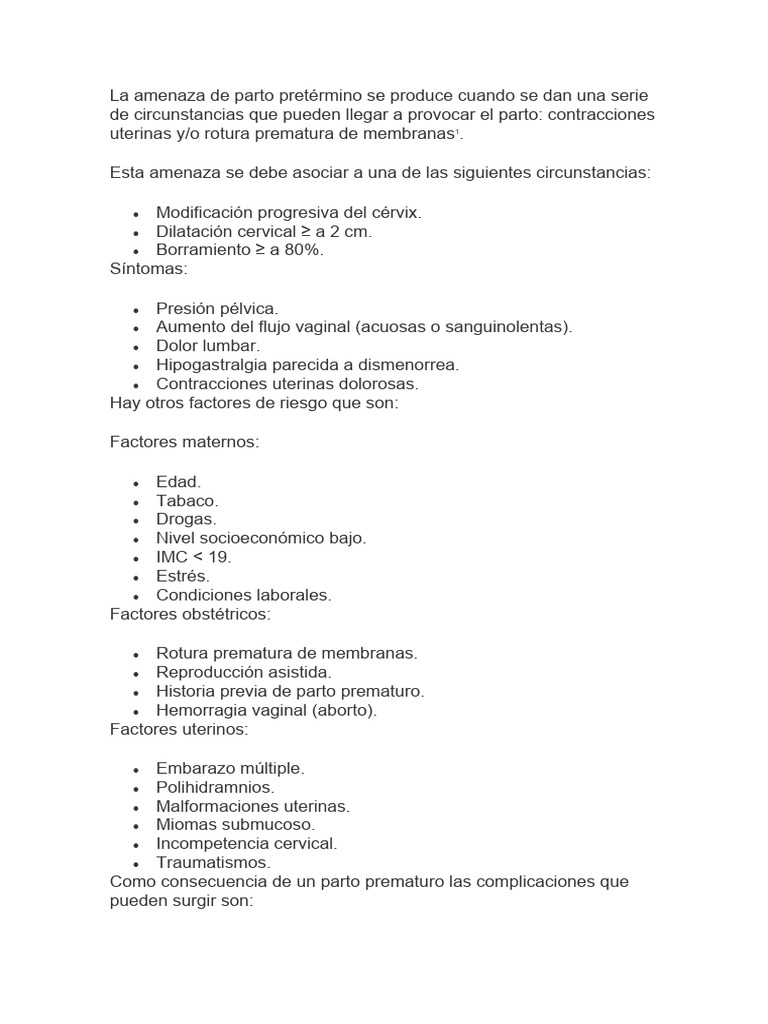Caso Clinico Amenaza de Parto Prematuro | PDF | Parto prematuro | Parto Caso Clinico Amenaza de Parto Prematuro | PDF | Parto prematuro | Parto