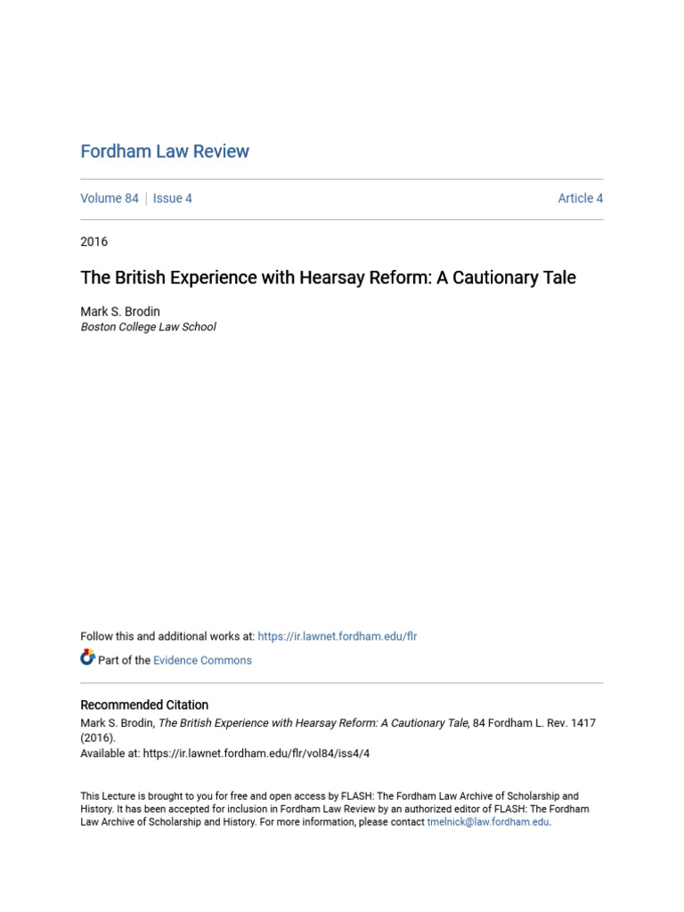 British Hearsay Reform Insights | PDF | Hearsay | Evidence (Law)