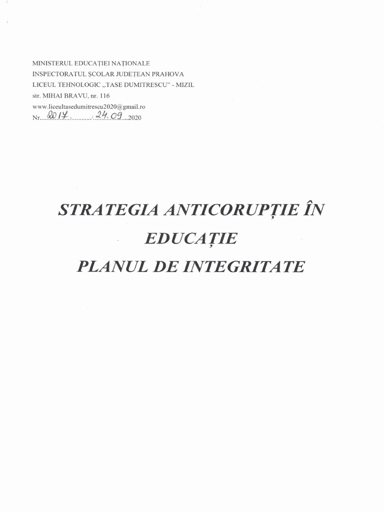 Plan de Integritate LTTD | PDF