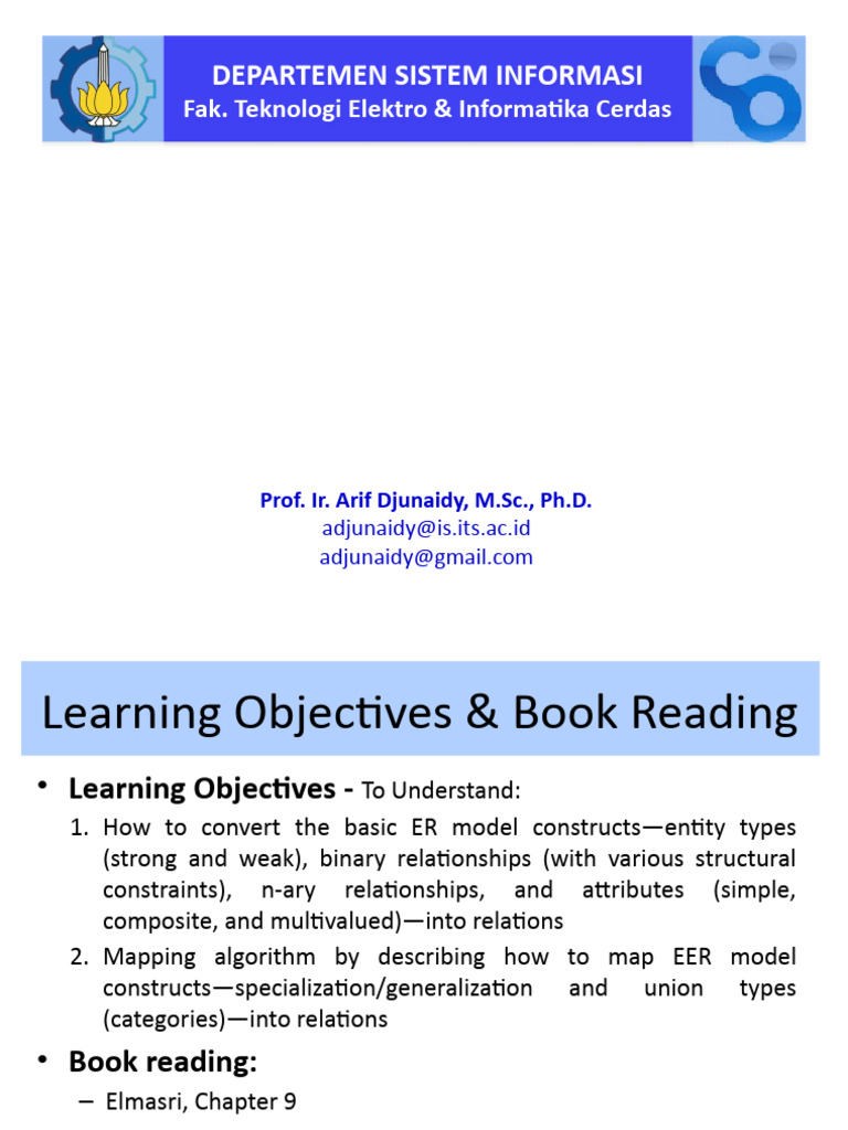 Chapter 05-2 ER-EER To Relational Mapping | PDF | Relational Database | Conceptual Model