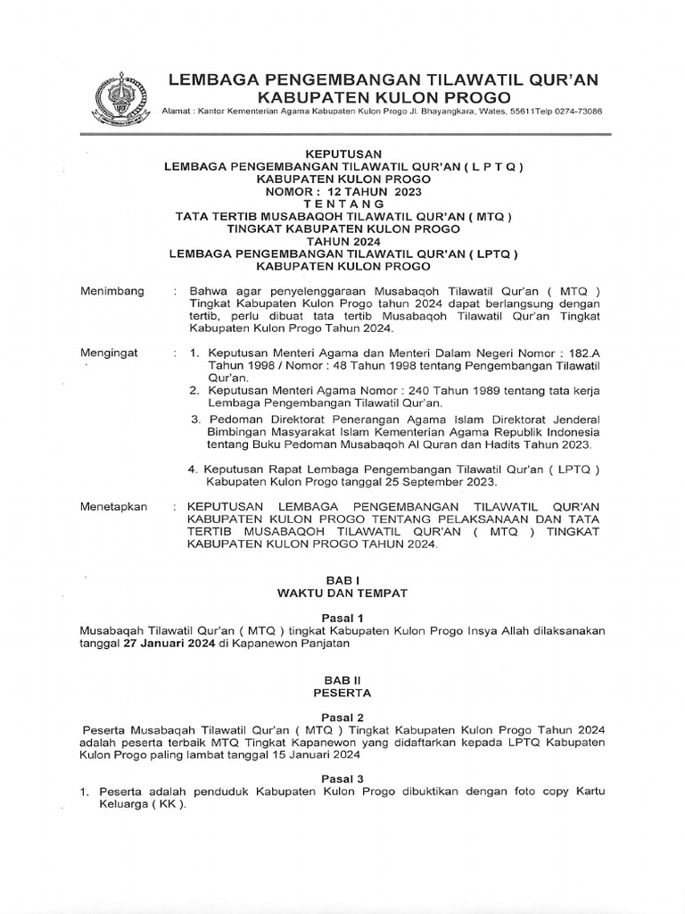 Tatib MTQ 2024 | PDF