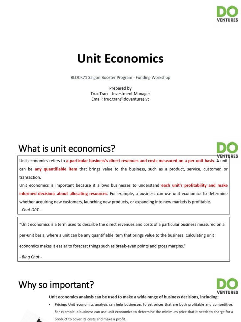Unit Economics | PDF | Economics | Marketing