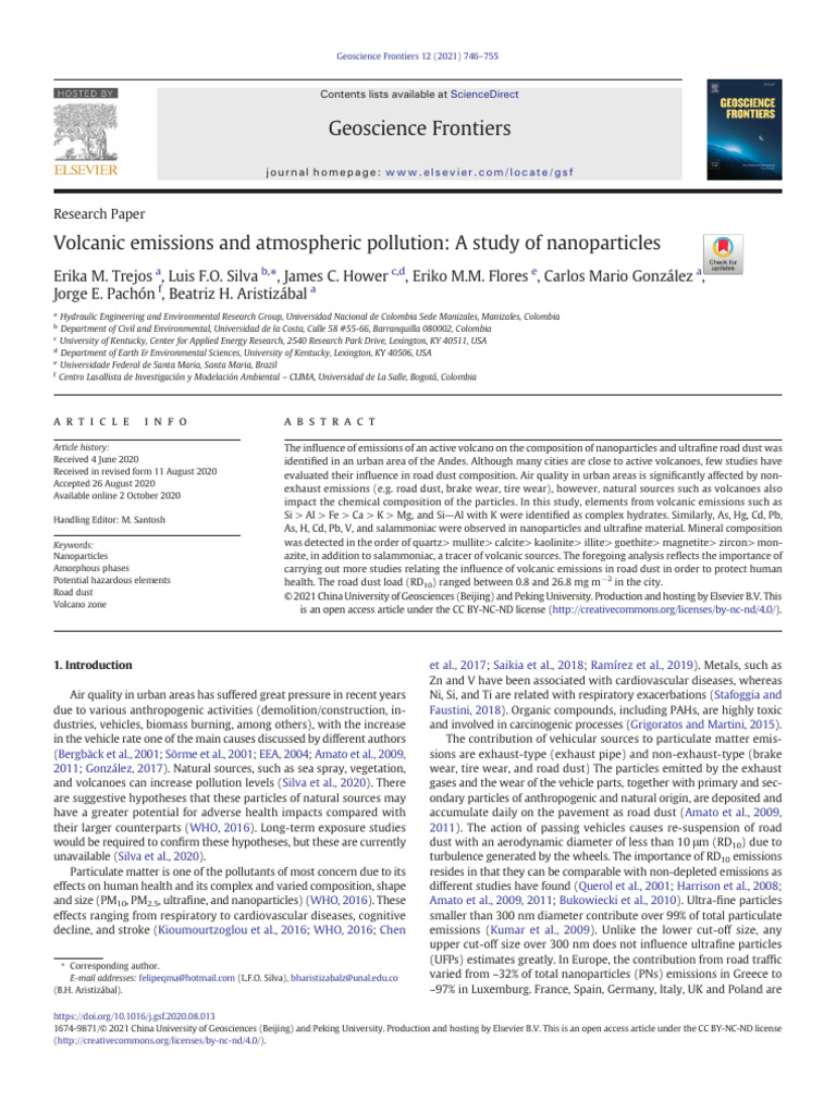 Volcanic Emissions and Atmospheric Pollution A Study o - 2021 - Geoscience Fron | Download Free ...