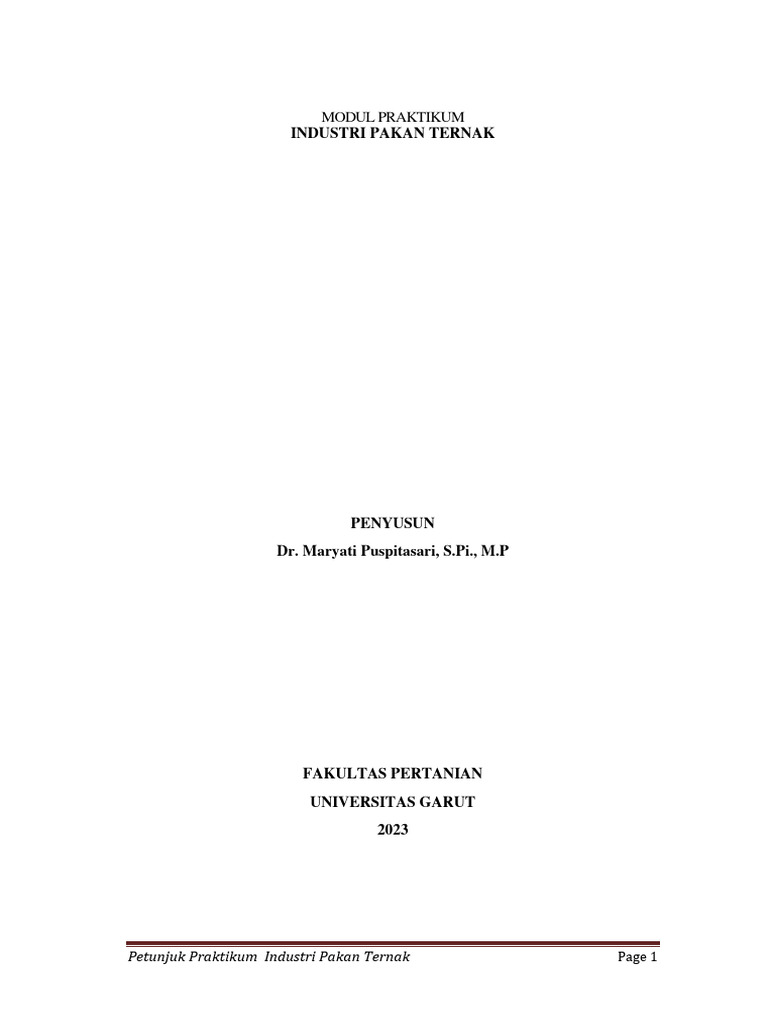 Praktikum Industri Pakan Ternak | PDF